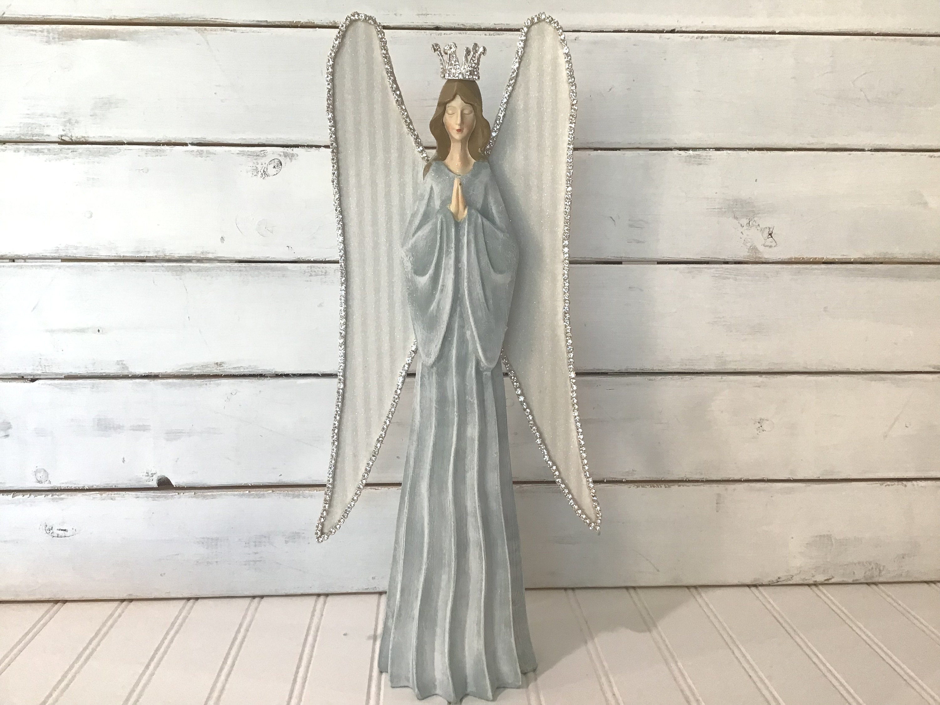 Praying Angel Decor Angel With Crown Statue Embellished Angel - Etsy