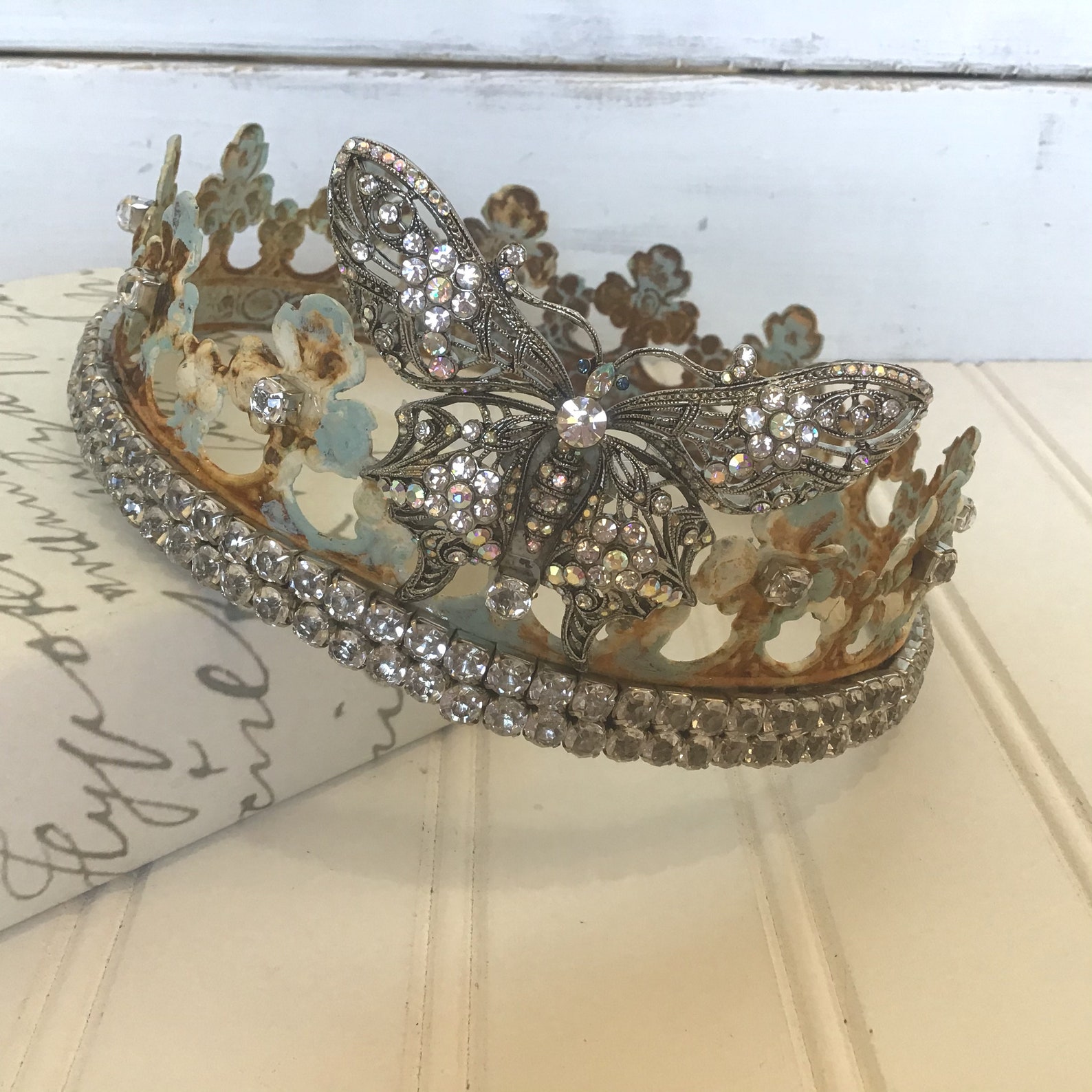 Large Butterfly Crown Embellished Crown Decor Crown Candle - Etsy