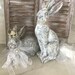 French Nordic Decor Crowned Rabbit Statues Le Lapin Distressed Rabbit ...