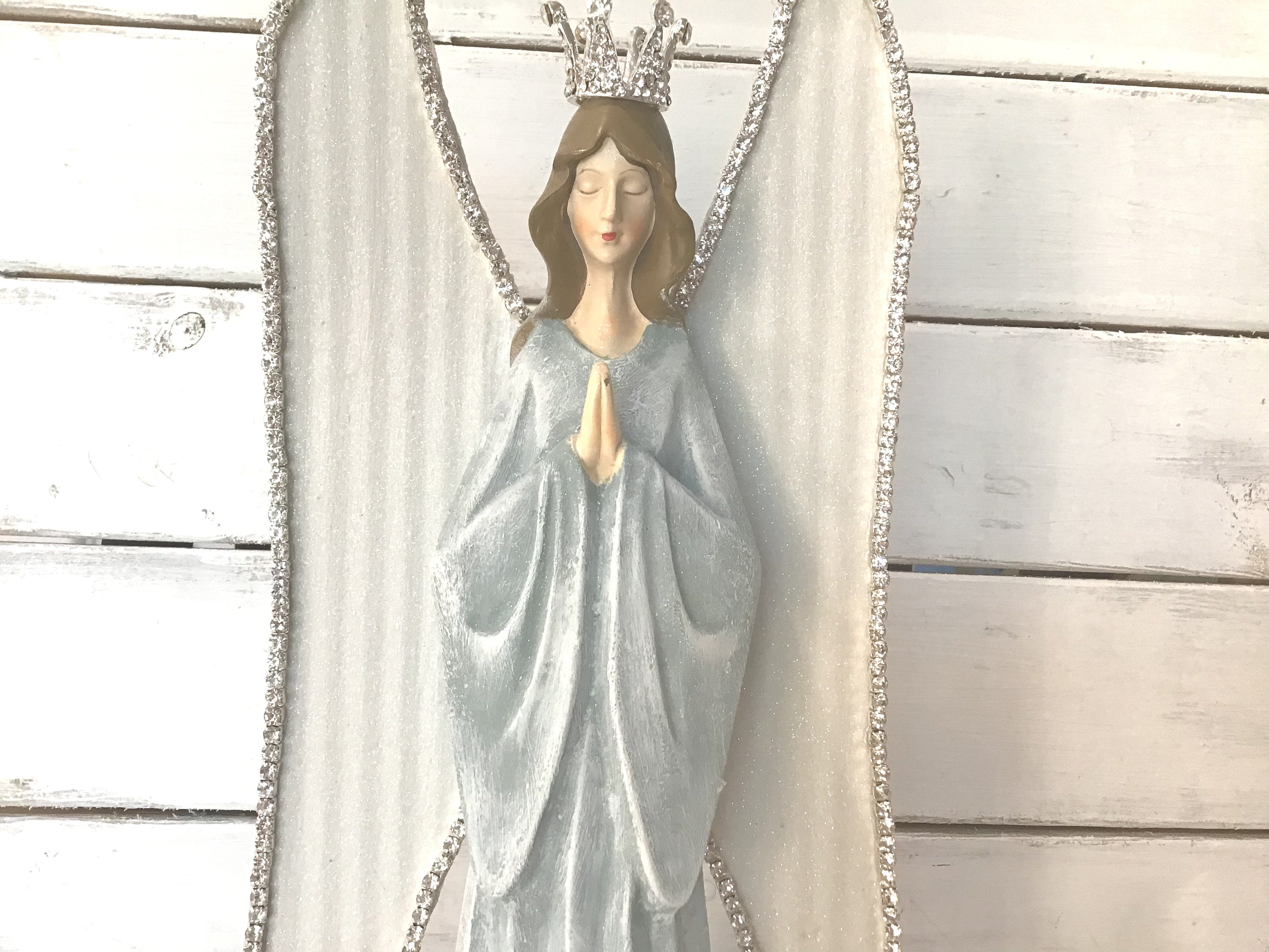 Praying Angel Decor Angel With Crown Statue Embellished Angel - Etsy