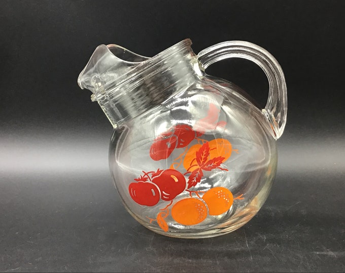 Vintage Anchor Hocking Small Ice Lip Ball Pitcher Tomatoes and Oranges ...