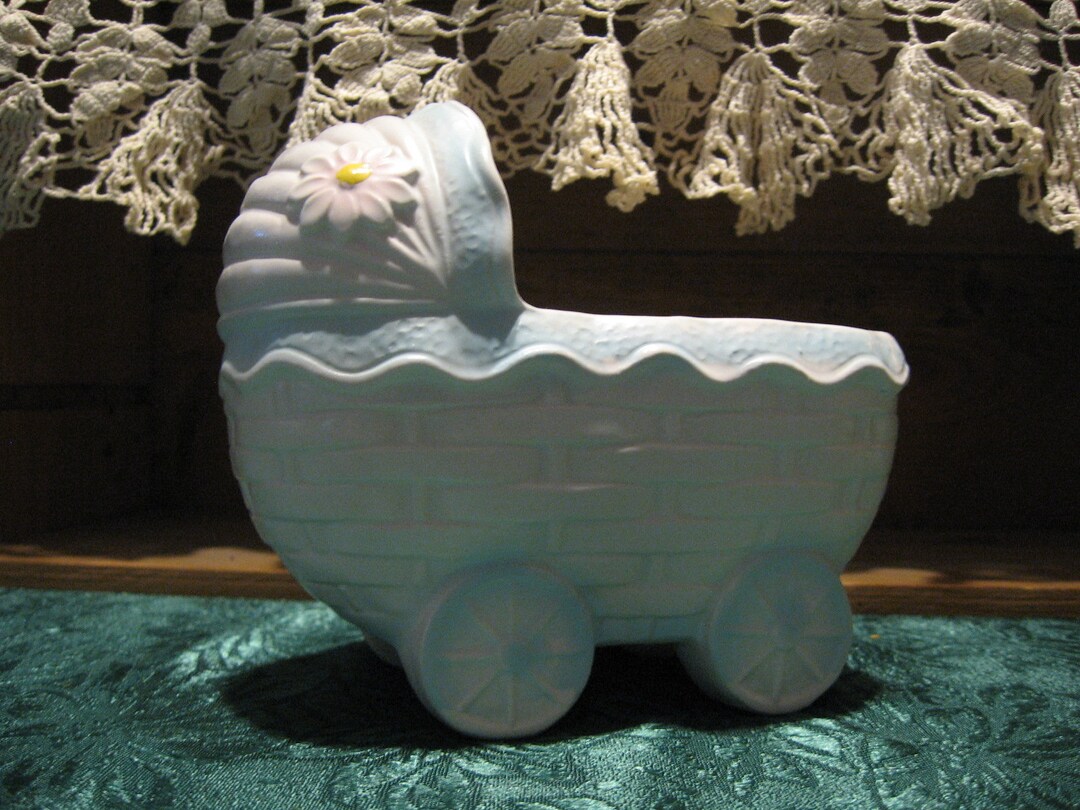 Vintage Ceramic Planter/container - Baby Carriage - Pink/blue - Etsy