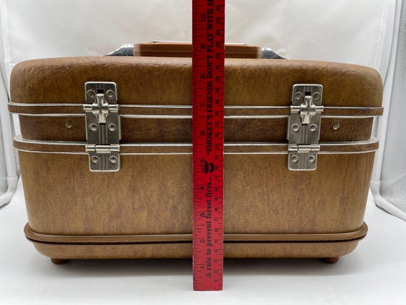 Vintage Brown Airway Hard Shell Train Case with Mirro… - Gem