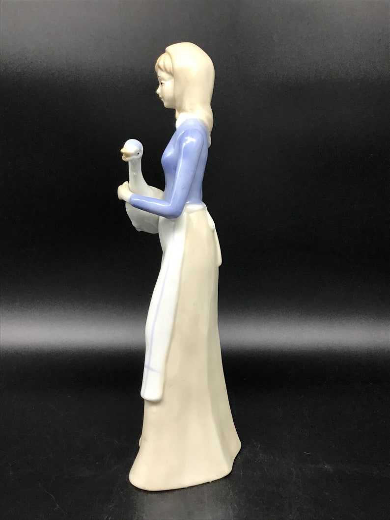 Vintage Porcelain Lady Holding Goose Figurine 11 Tall - Etsy