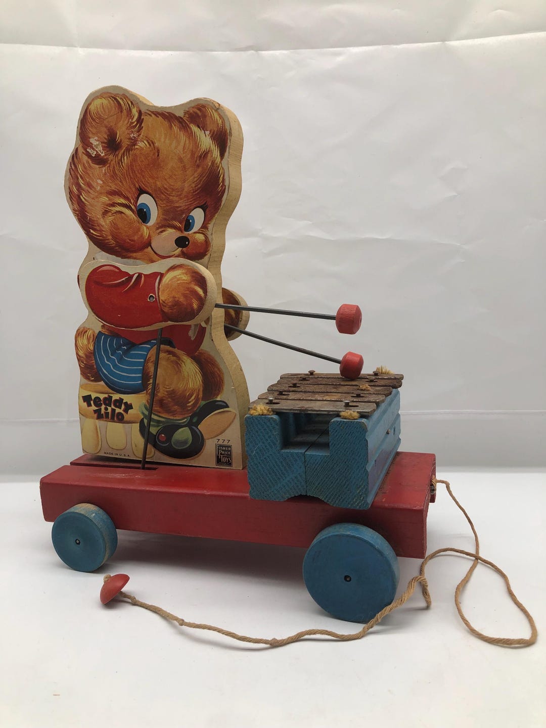 Vintage Fisher Price Musical Pull Toy Teddy Zilo #777 - Etsy