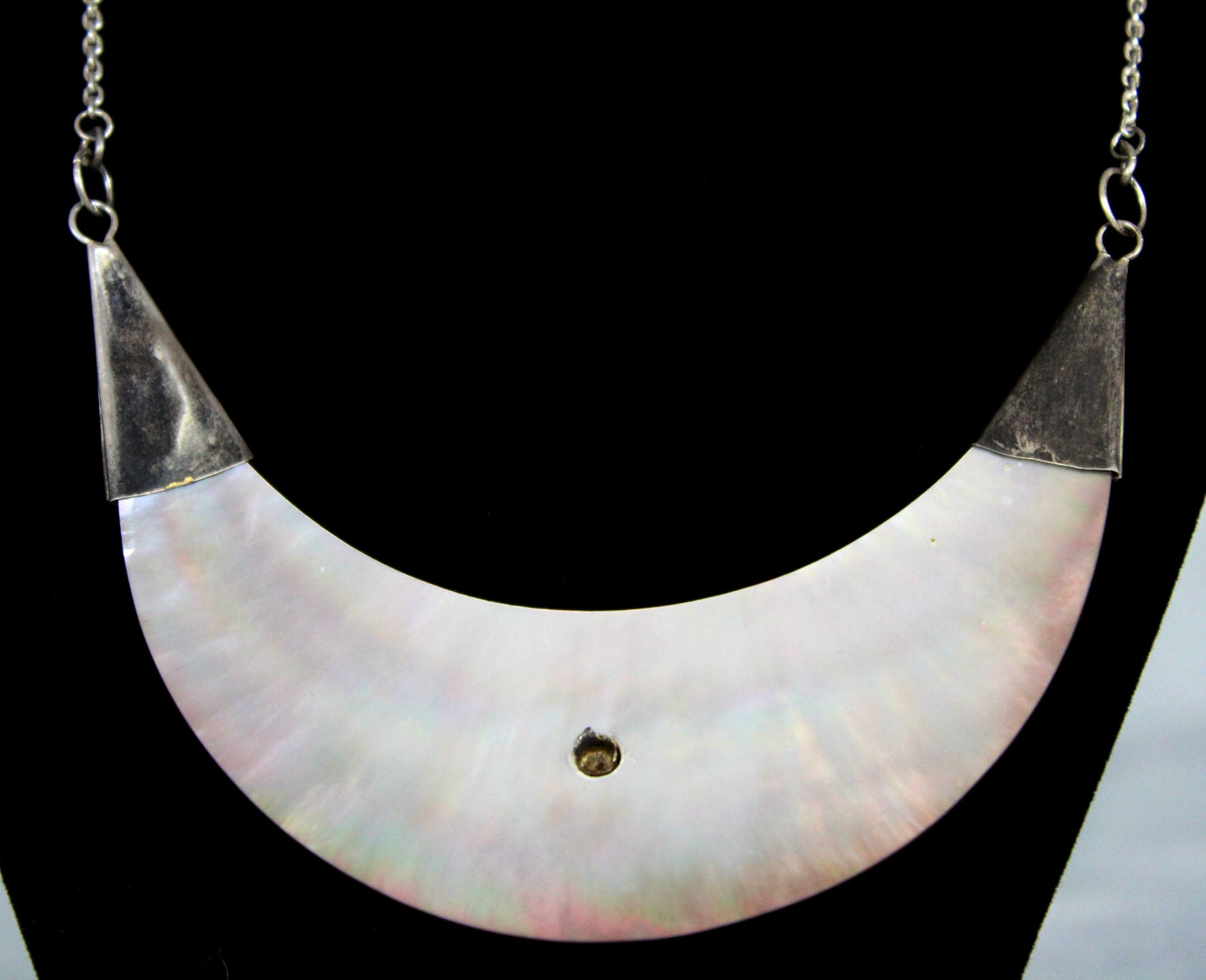Vintage Bali Plastron Sterling Silver Garnet Stone Abalone Shell ...