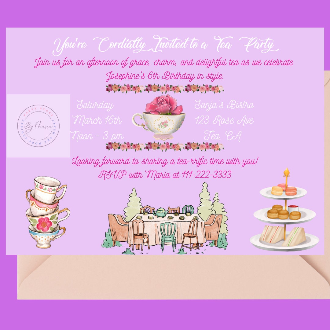 Tea Party Invitation -- Digital Download -- Customizable - Etsy