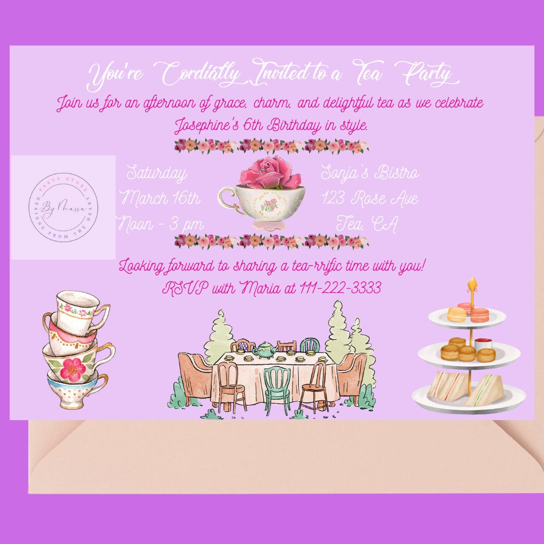 Tea Party Invitation -- Digital Download -- Customizable - Etsy