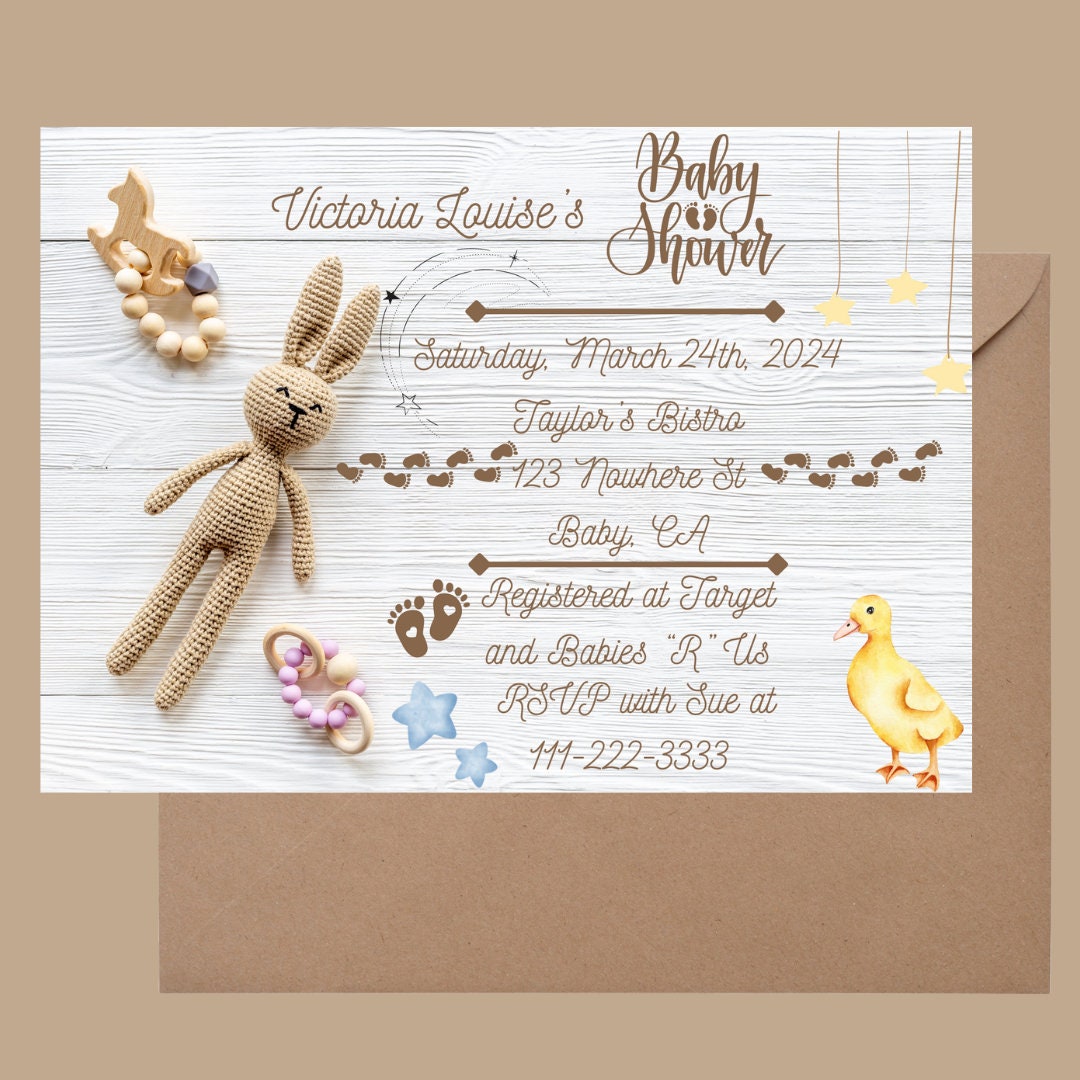 Classic Baby Shower Invitation - Customizable - Digital Download - Etsy
