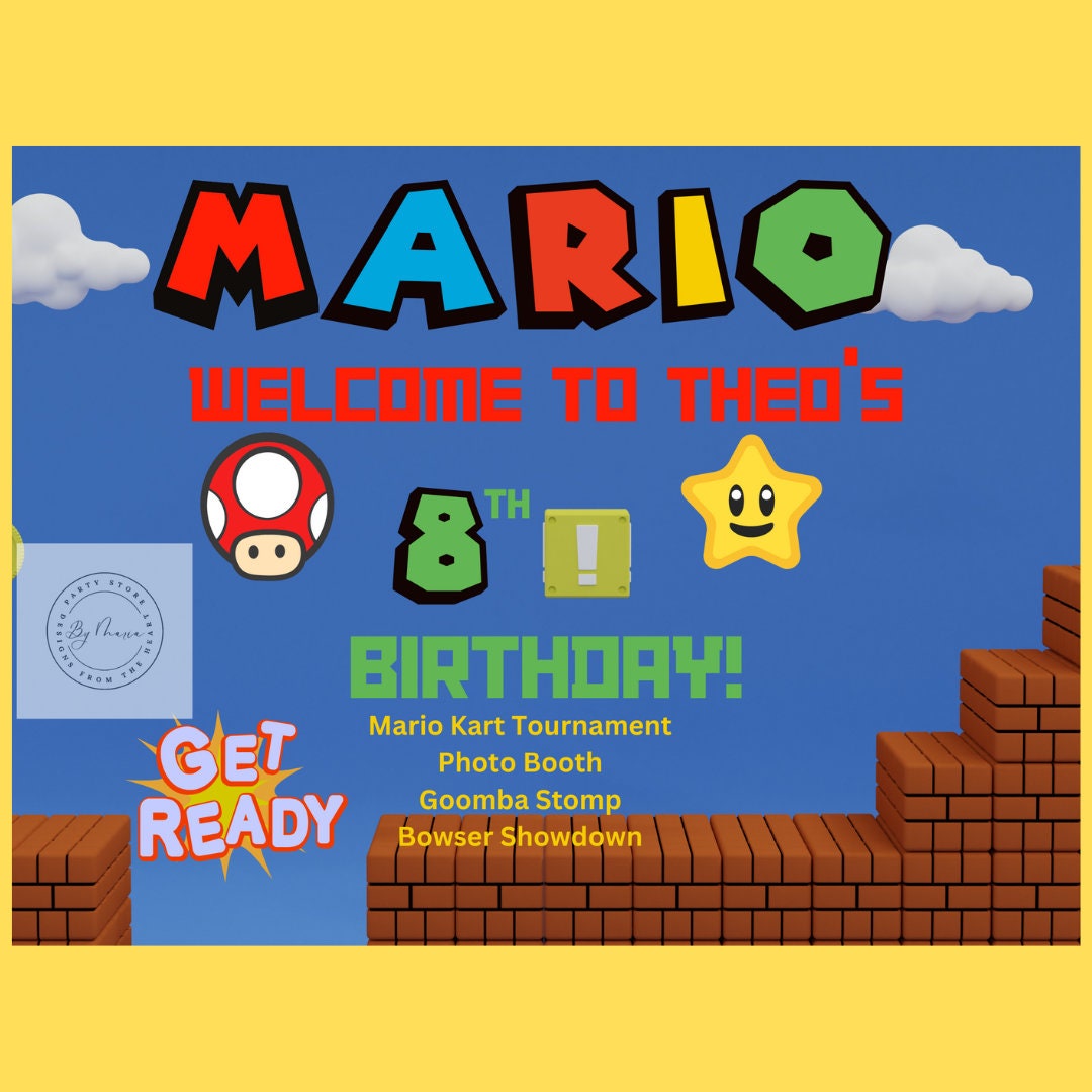 Mario Birthday Party Welcome Sign! Digital Download -- Custom to Your ...