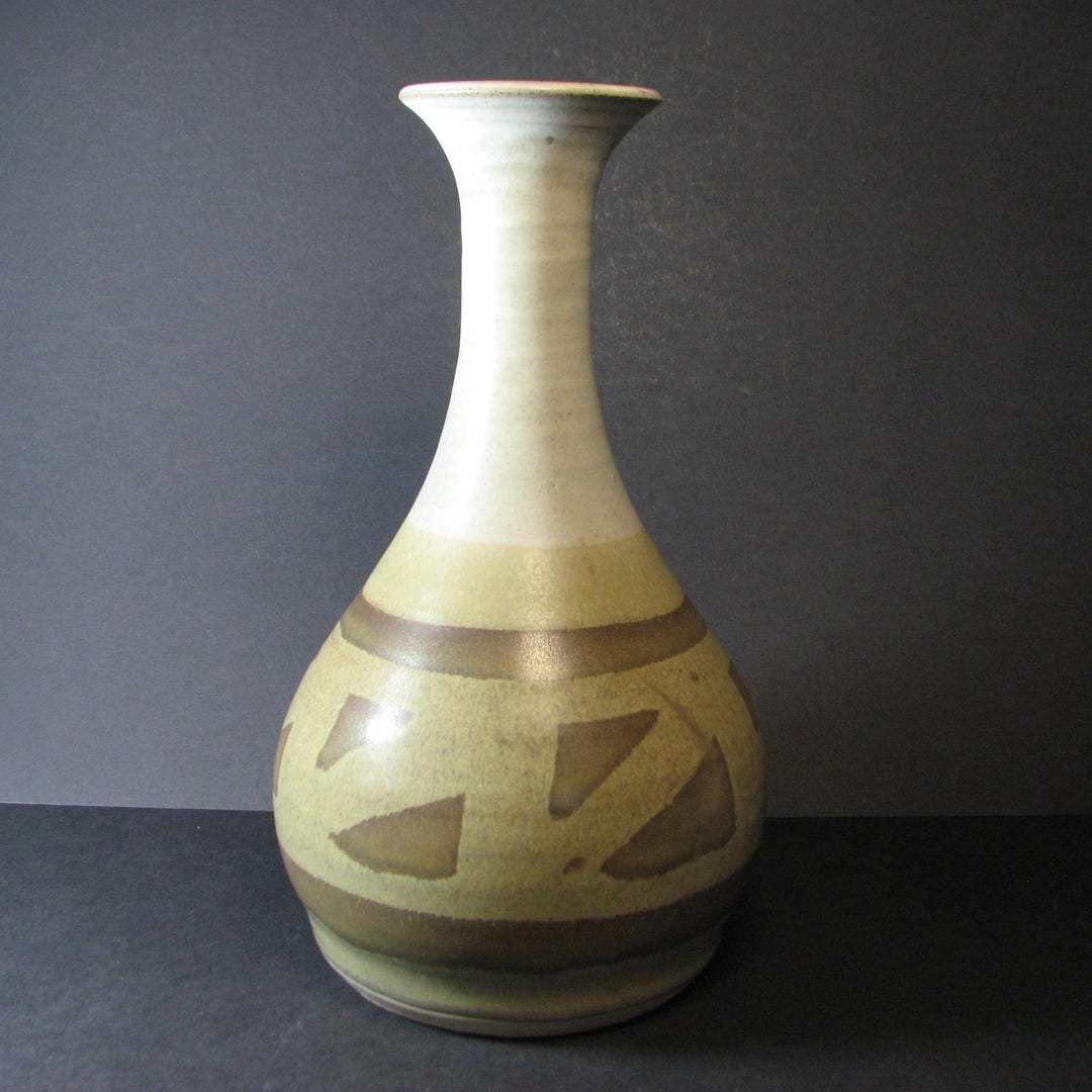 Allan Hughes Wilan Pottery Large Bottle Vase With Geometric Patterns ...