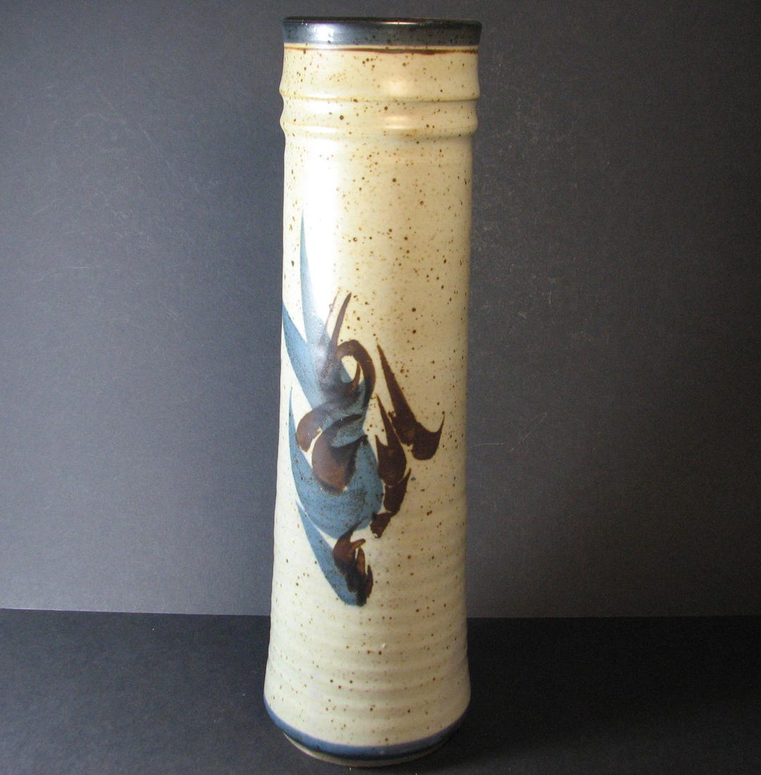 Vintage George Dear Pottery wales Tall Tower Vase, Grey Glaze ...