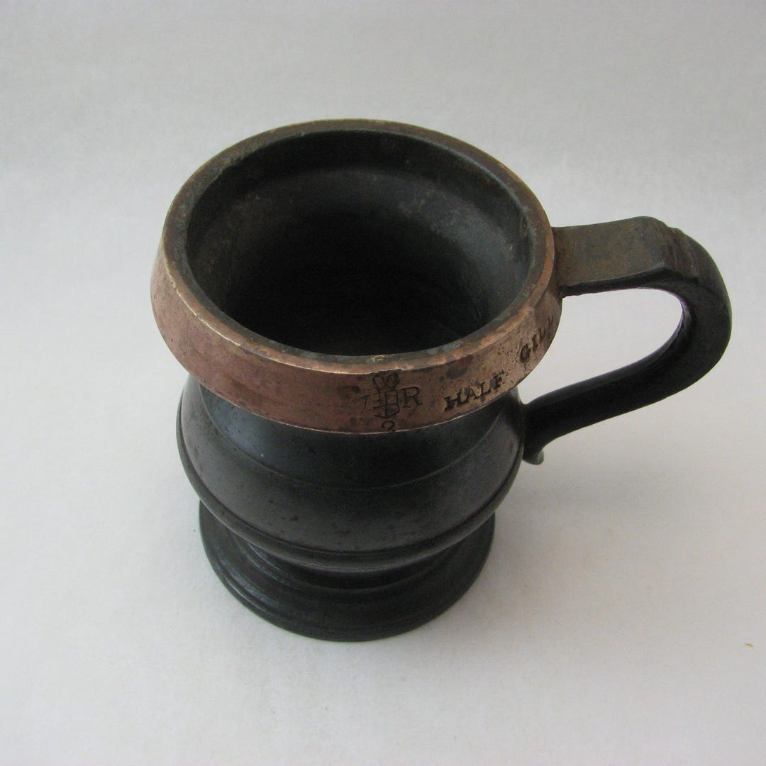 19th Century Half Gill Pewter Measure With Brass Rim, by William Robert ...