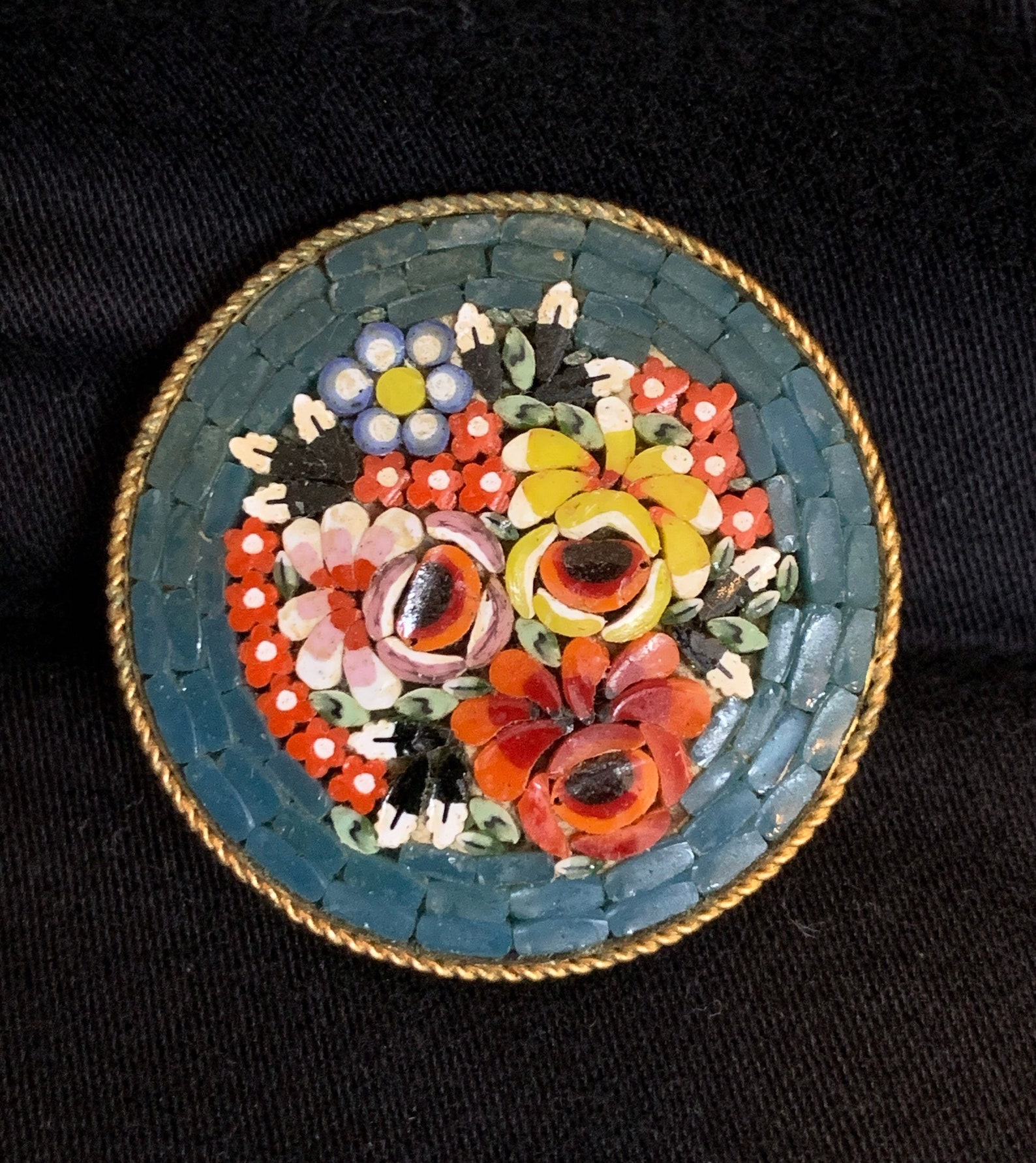 Vintage Verre Micro Mosaïque Floral Broche / Pin - Etsy France