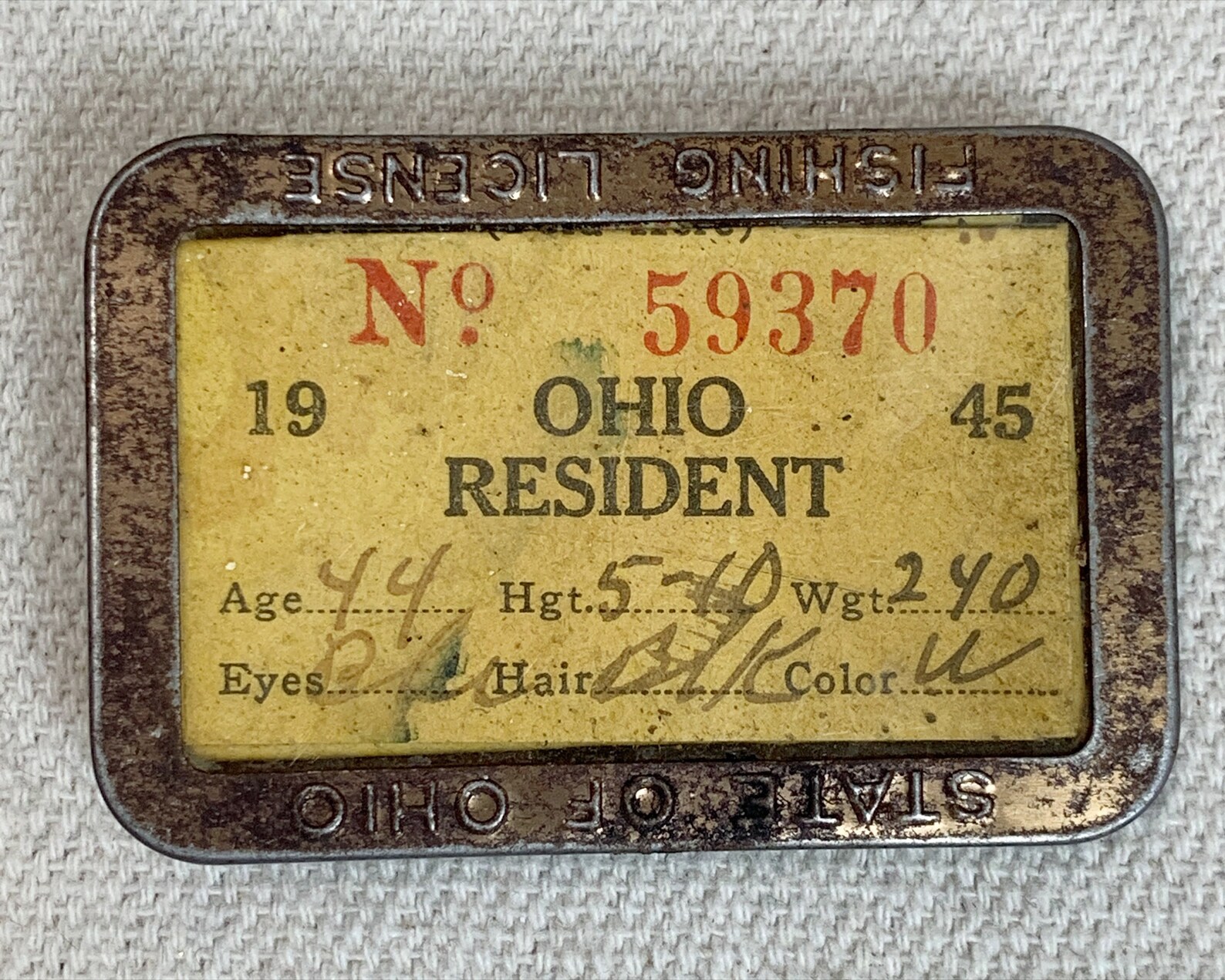 Vintage State of Ohio Fishing License Badge 1945 - Etsy