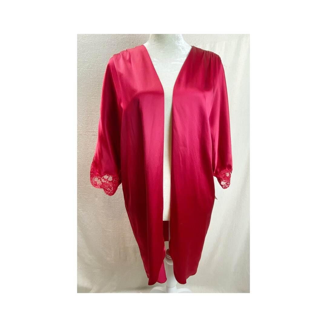 1990s Red Silk Victoria's Secret Gold Label Lace Trim Robe NOS - Etsy
