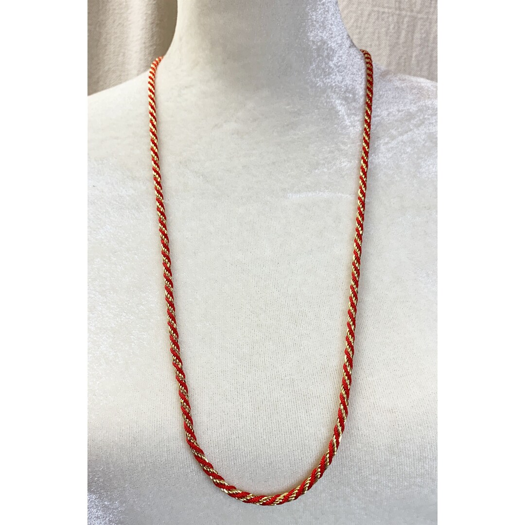 70s 80s Trifari Gold Red Twisted Rope 31necklace - Etsy