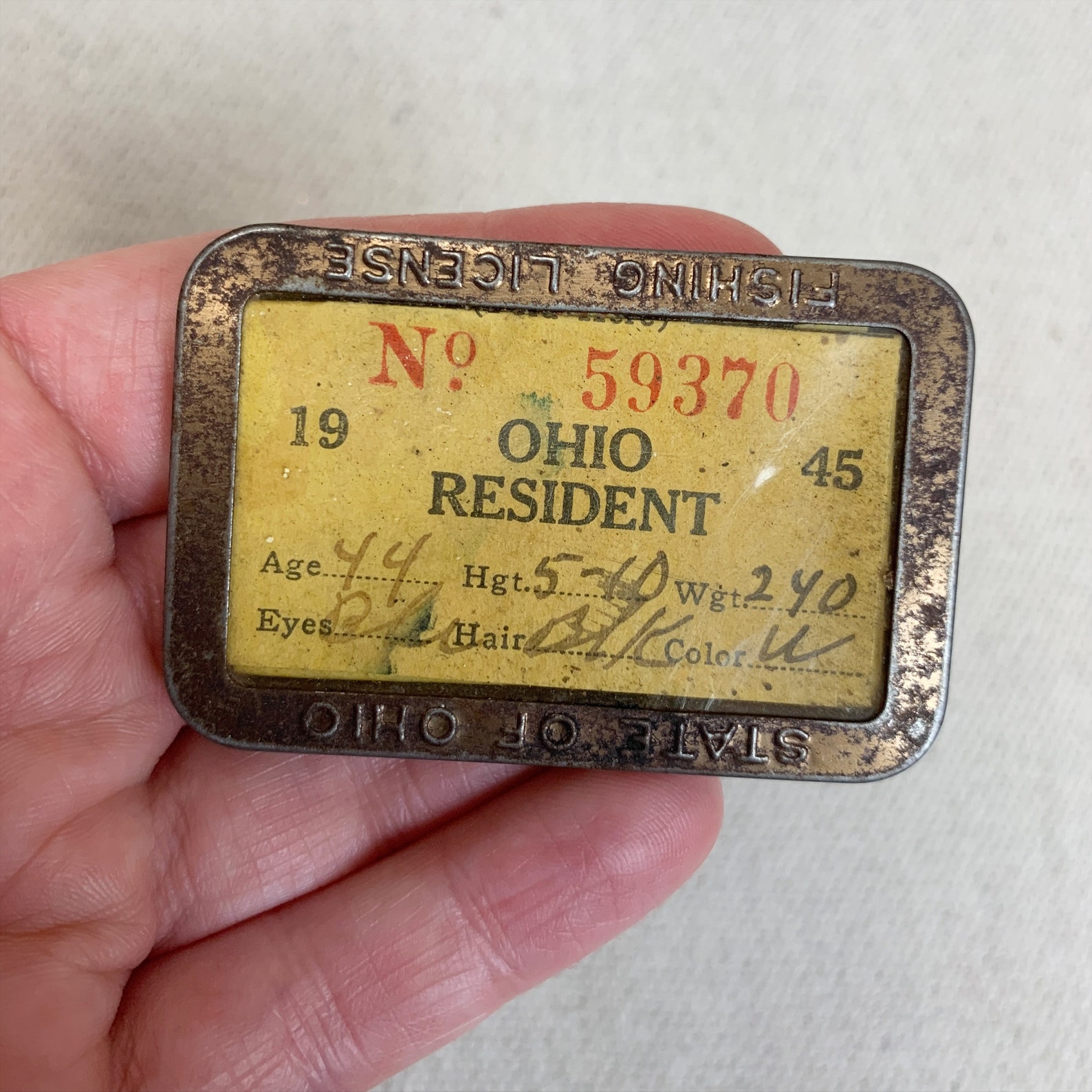 Vintage State of Ohio Fishing License Badge 1945 - Etsy