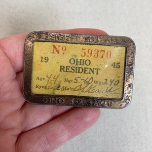 Vintage State of Ohio Fishing License Badge 1945 - Etsy
