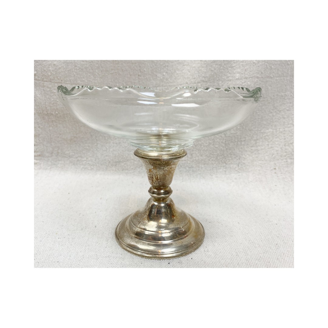 Vintage Frank M Whiting Sterling Silver Base Compote Glass Candy Dish ...