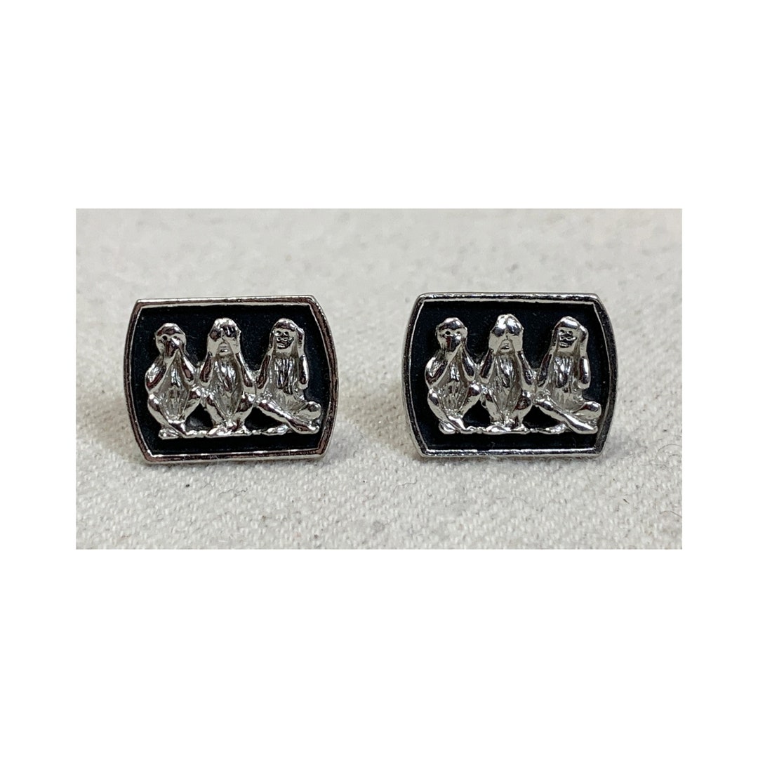 1950s Anson Silver Tone Monkey Cufflinks: See No Evil - Etsy