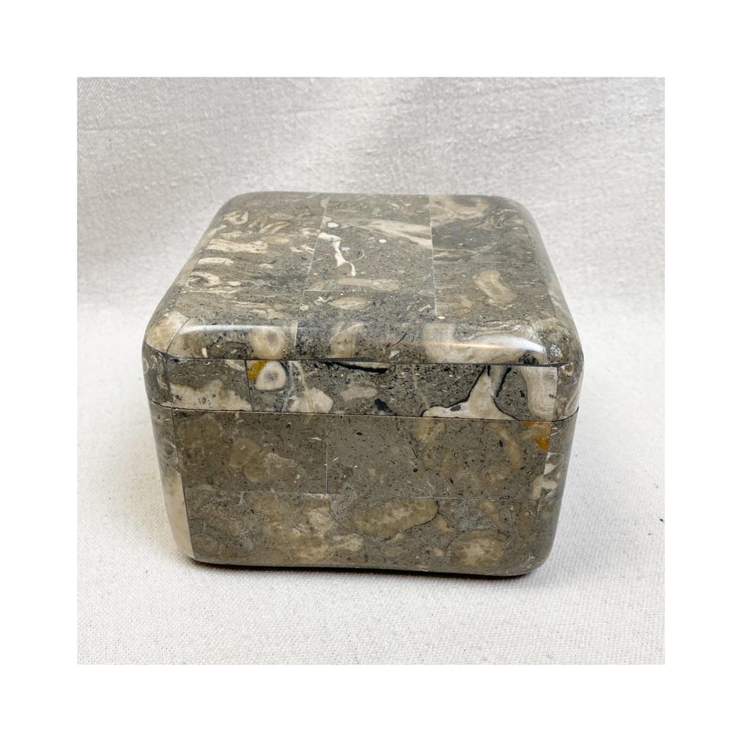 Signed Renoir Tessellated Stone Box Hinged Lid Mid Century Modern Made ...