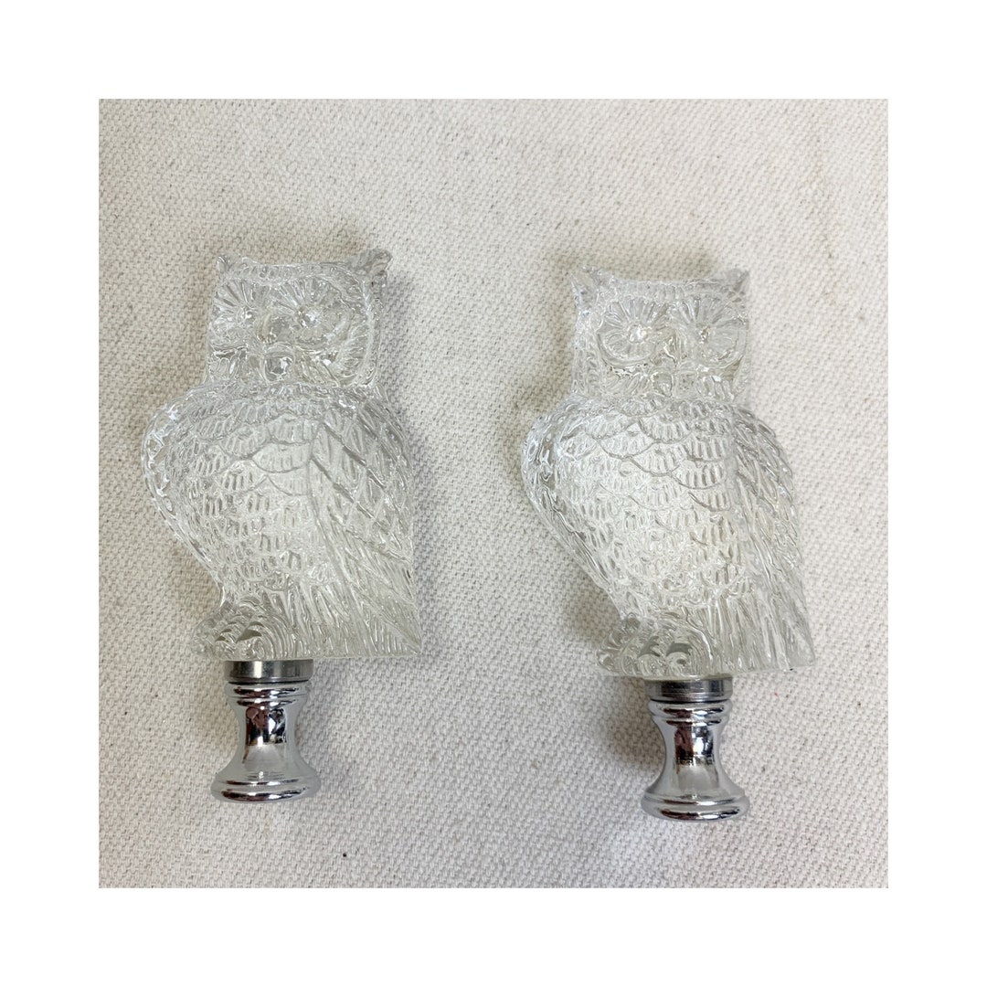 Pair Clear Glass Owl Lamp Finials - Etsy