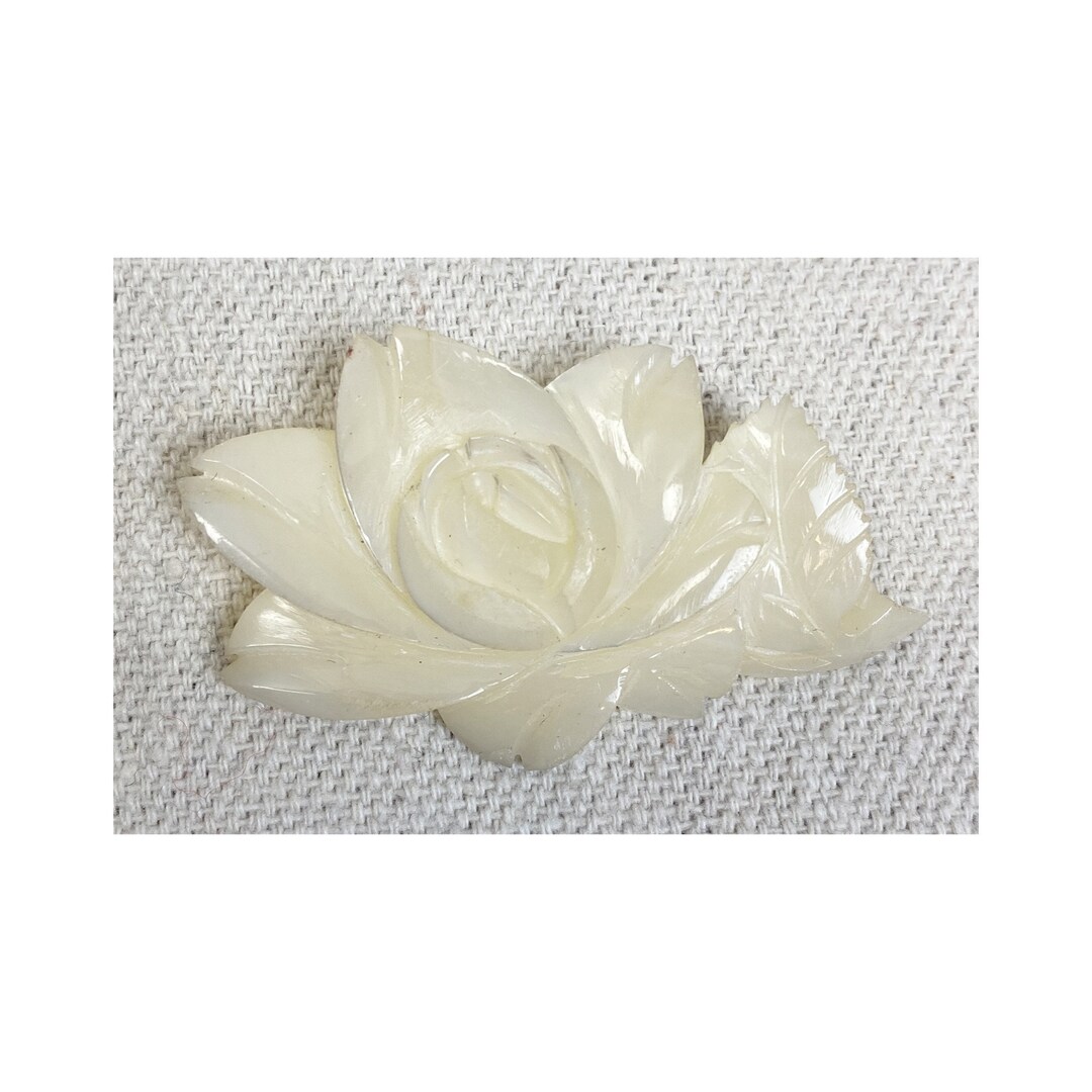 Vtg Carved Mother of Pearl Rose Flower and Leaf Brooch - Etsy