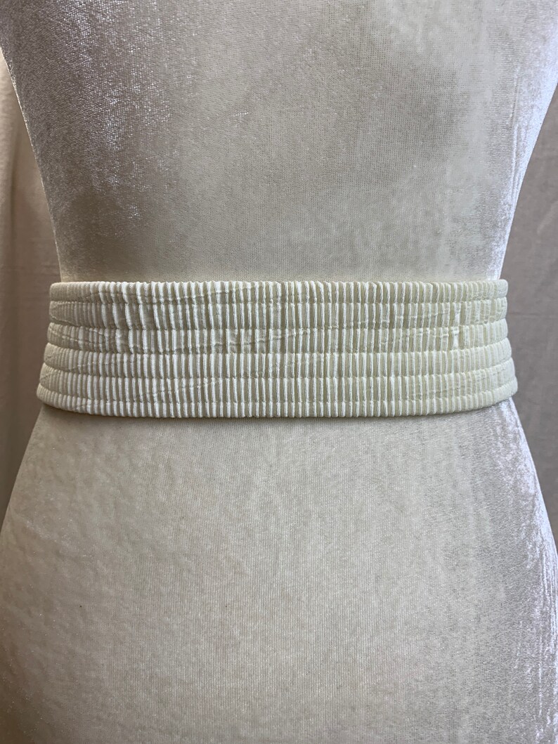 Vintage Wide Cream Stretch Belt With Antiqued Gold Hexagonal Buckle - Etsy