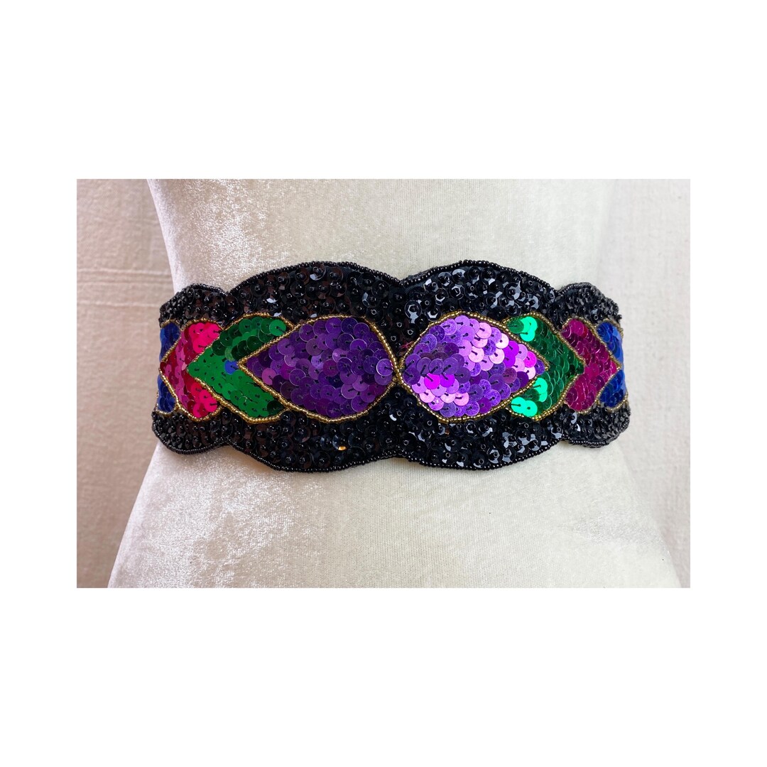 Vtg 1980s Milor Colorful Sequin Stretch Belt - Etsy