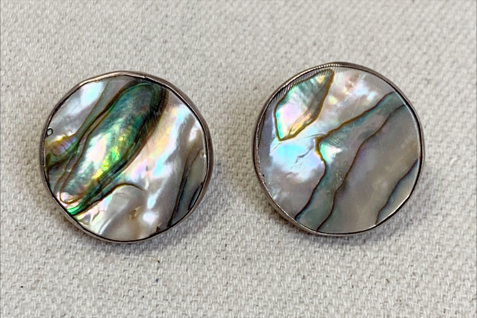 Del Rio Sterling Silver Abalone Shell Large Disc Screw Back Earrings ...