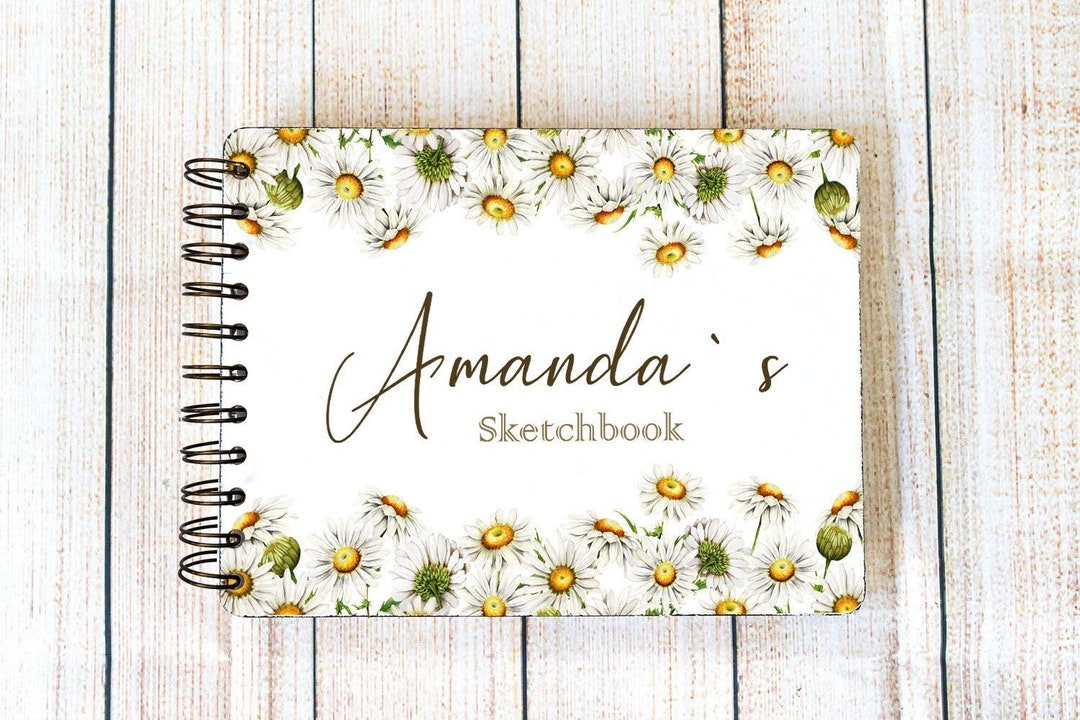 Personalised Drawing Sketchbook, A5 All Media Sketchbook, Daisy Flower ...