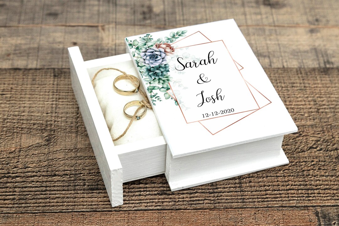 Geometric Floral Ring Box White Wedding Ring Box Custom Ring - Etsy UK