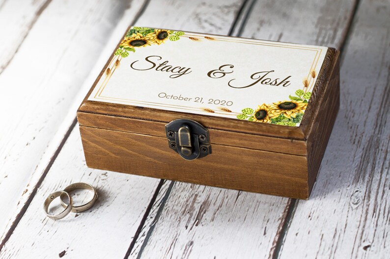 Personalized Wedding Ring Box Sunflowers Ring Bearer Box | Etsy
