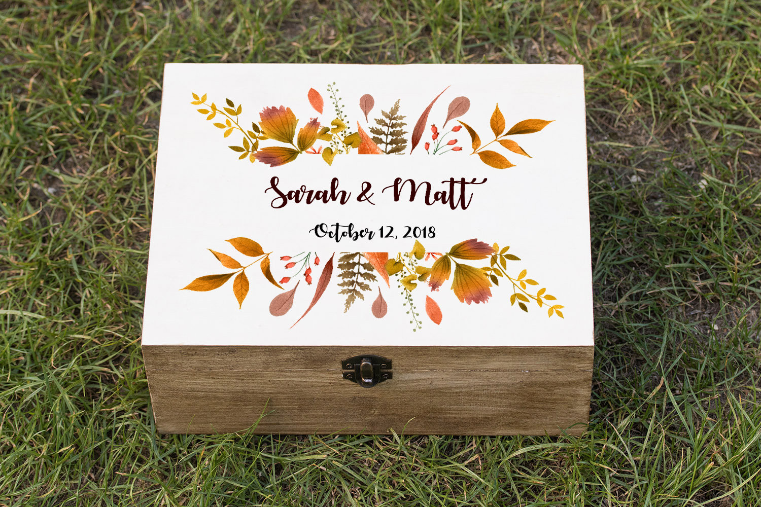 Fall Wedding Card Box Personalized Chest Autumn Custom - Etsy