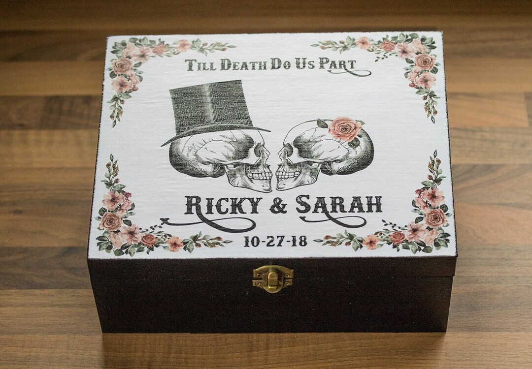 Personalized Gothic Wedding Card Box: Skull Keepsake Memory Chest, Day ...