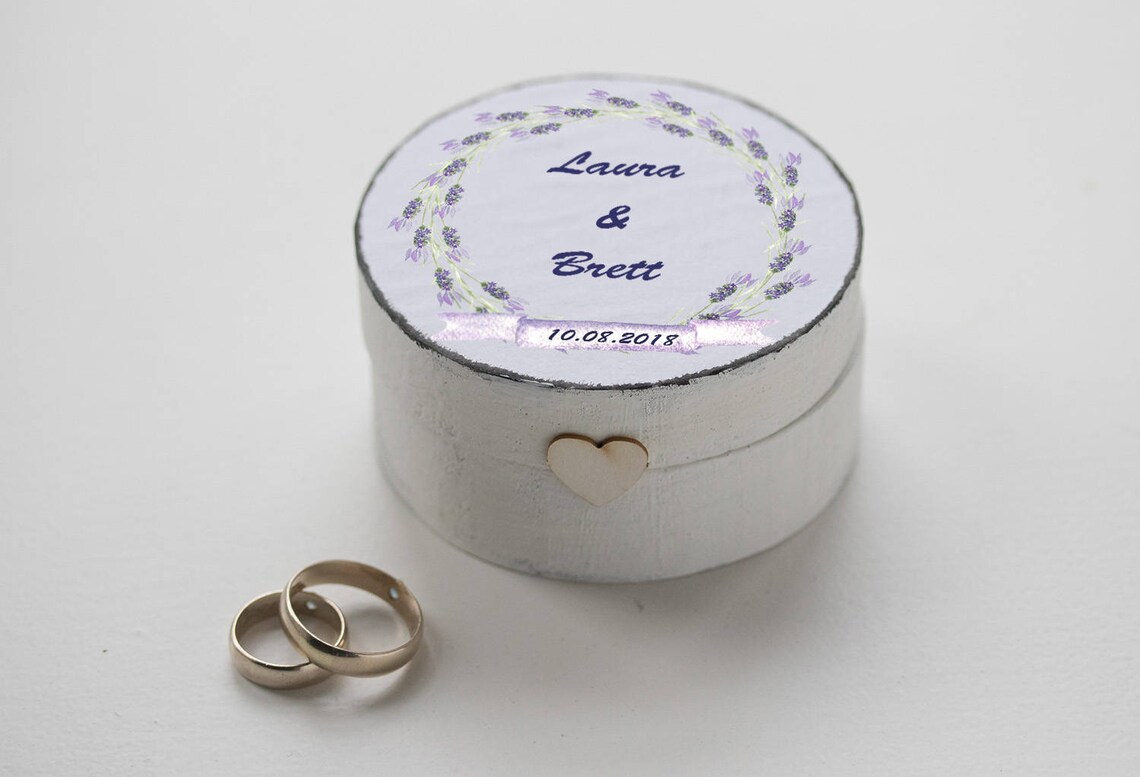 Floral Ring Box, Lavender Ring Bearer Box, Wedding Ring Box Purple ...