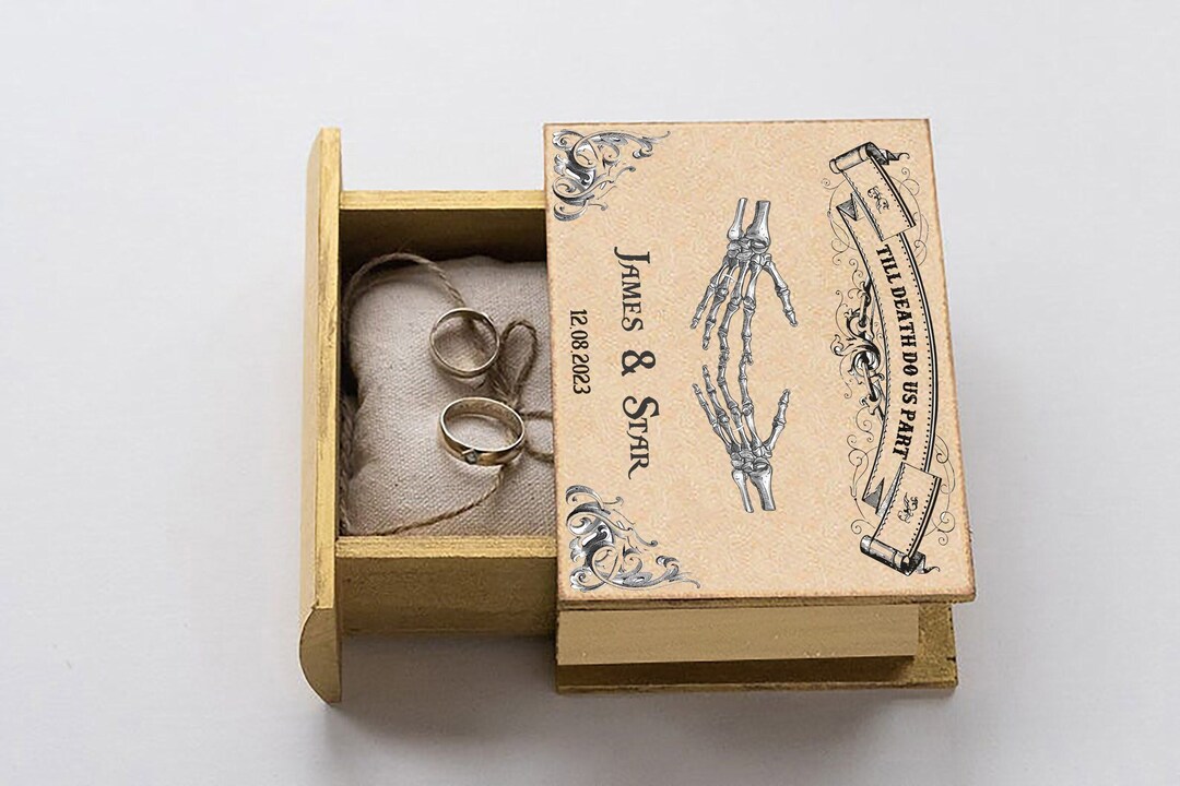 Halloween Wedding Ring Box, Skulls Ring Box, Gothic Ring Bearer Box ...