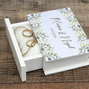 Personalized Wedding Ring Box, Book Shaped Floral Ring Box, Custom Ring ...