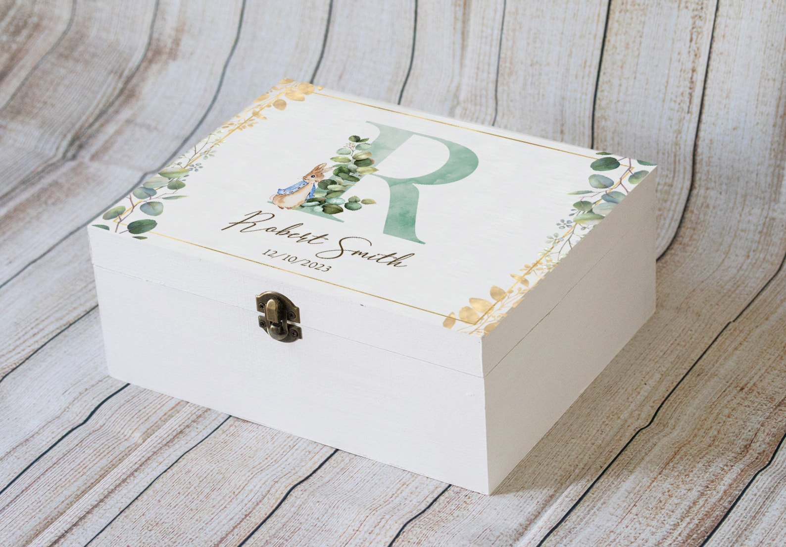 Personalised Baby Keepsake Box, Peter Rabbit Memory Box, Baby Shower ...