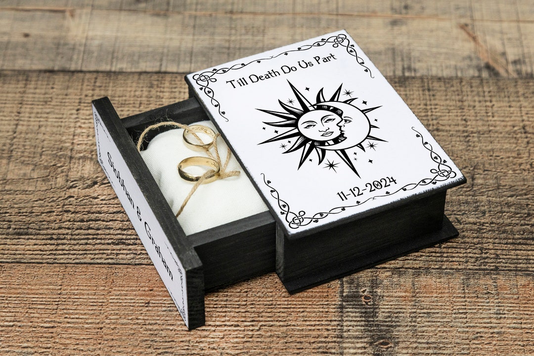 Sun and Moon Wedding Ring Box, Celtic Ring Bearer Box, Rustic Ring Box ...