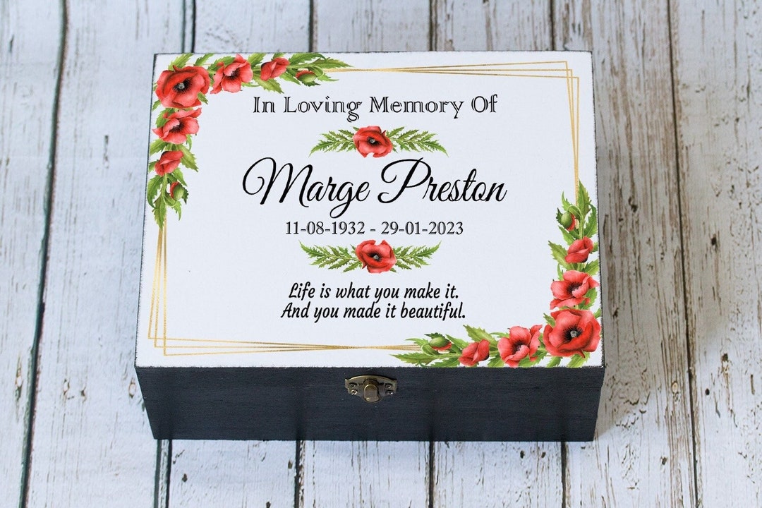 Personalised Poppy Funeral Box, Ashes Holder, Urn Human Cremation ...