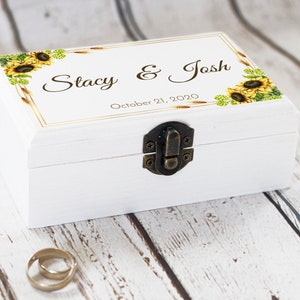 Personalized Wedding Ring Box, Sunflowers Ring Bearer Box, Custom Ring ...