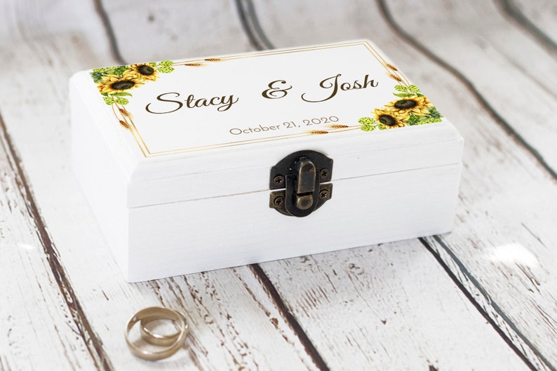 Personalized Wedding Ring Box Sunflowers Ring Bearer Box | Etsy