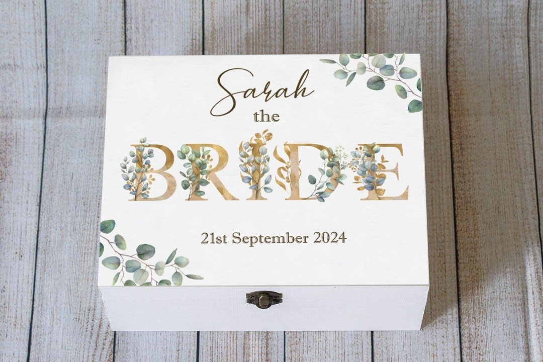 Personalised Gift Box for Bride/ Wedding Day Gift/ Floral Wooden Chest ...