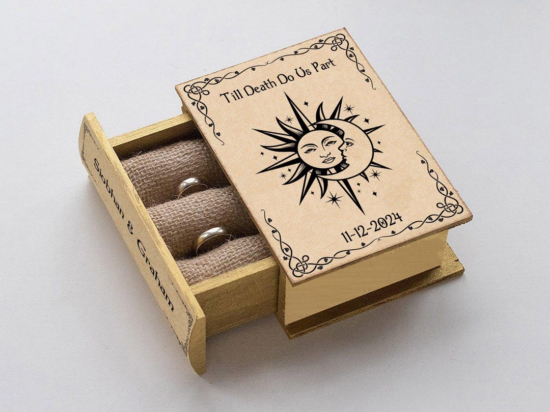 Gold Ring Box, Sun & Moon Wedding Ring Box, Celtic Ring Bearer Box ...