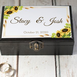 Personalized Wedding Ring Box, Sunflowers Ring Bearer Box, Custom Ring ...