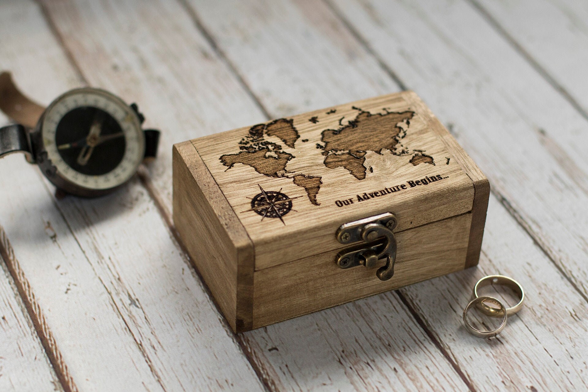 Personalized Wedding Ring Box Our Adventure Begins Wedding - Etsy