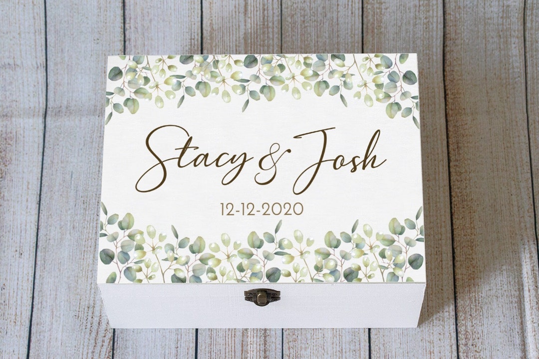 Personalized Wedding Keepsake Box: Floral Eucalyptus Memory Box, Card ...