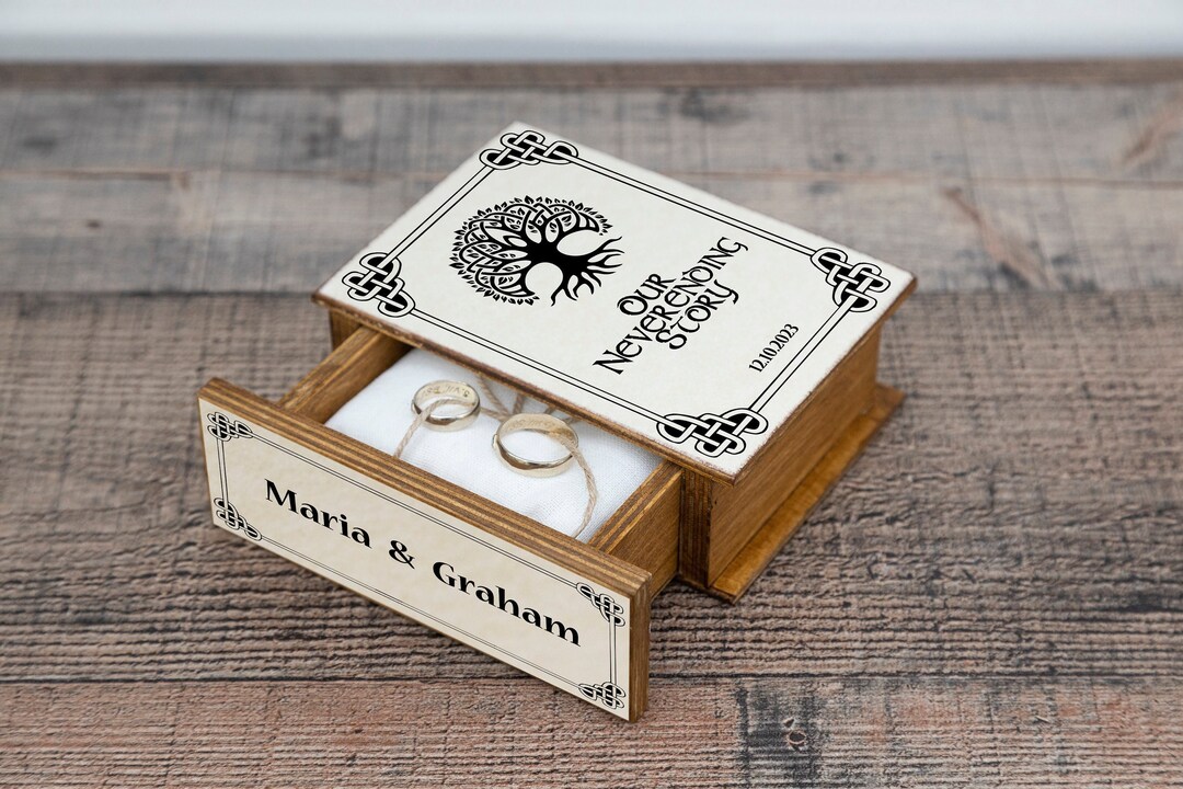 Celtic Wedding Ring Box – Tree of Life Ring Holder, Personalized Ring ...